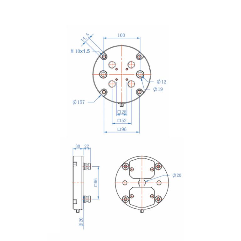 Zero-point Circular Adaptor plate 96-52 for Self centering vise
